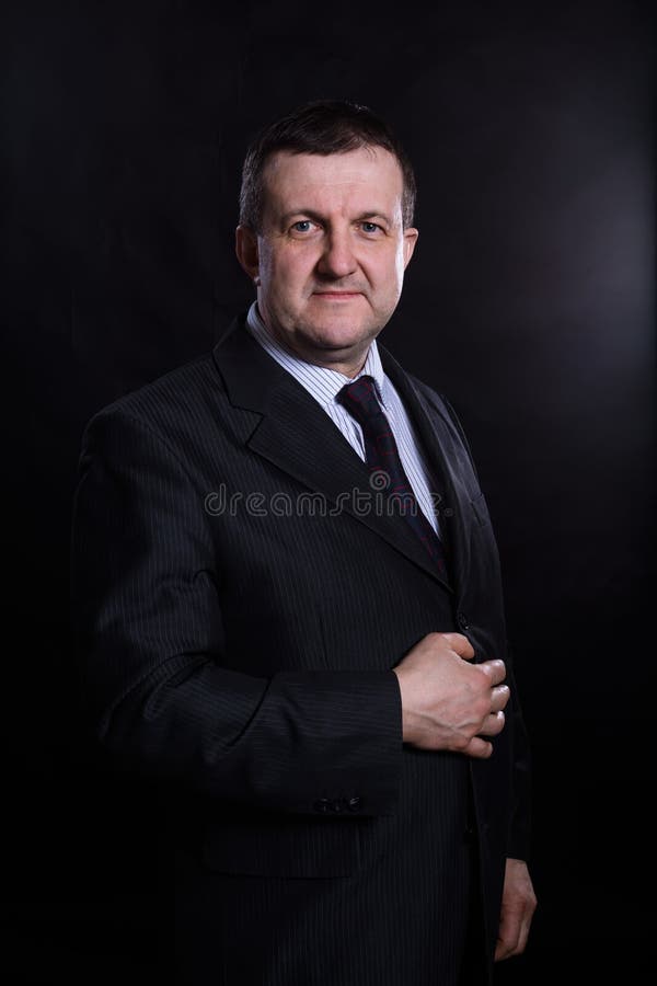 Middle Aged Solid Man Dressed in Suit Studio Portrait Stock Image ...