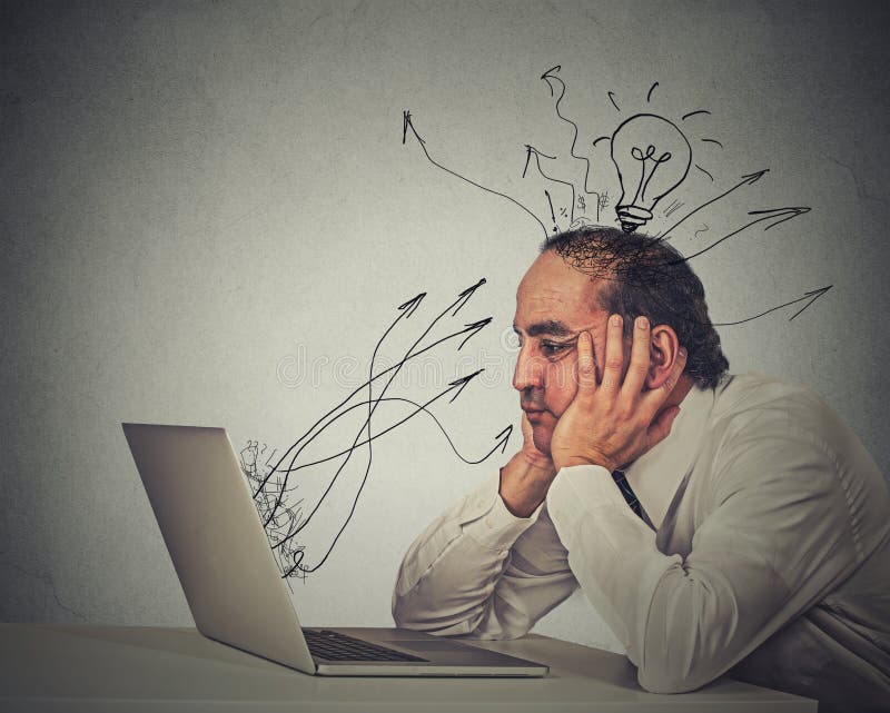 Middle Aged Tensed Man Working on Computer in His Office Stock Photo ...