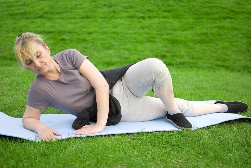 Middle Aged Woman Exercising Stock Image - Image of happy, exercise ...