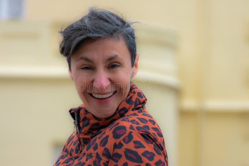 Middle-aged Woman Face Smiling at Camera Stock Image - Image of lovely ...