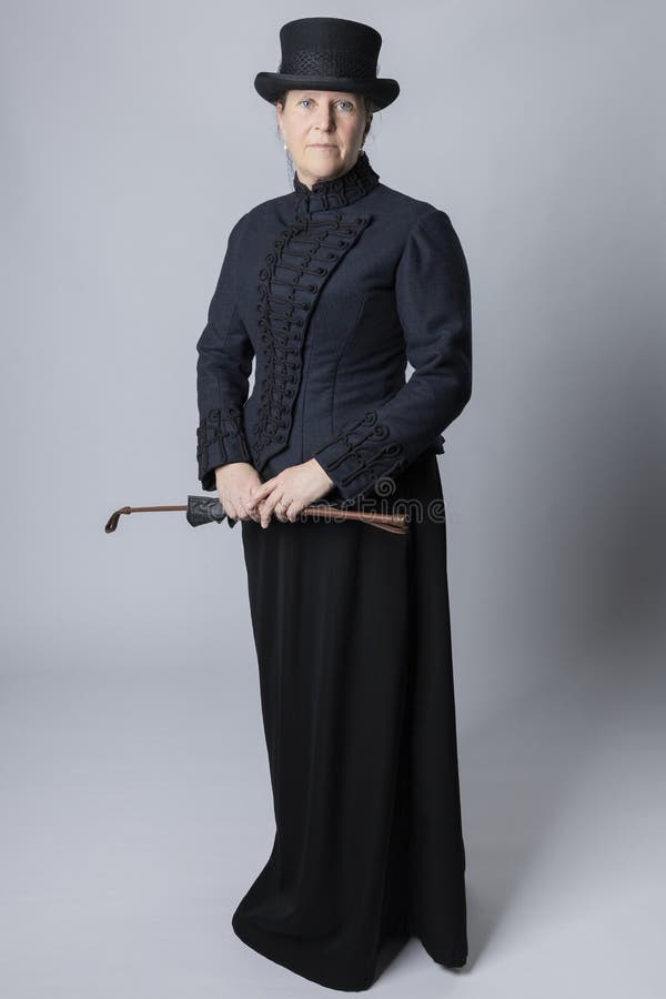 A Middle-aged Woman in a Victorian Riding Costume Stock Image - Image ...