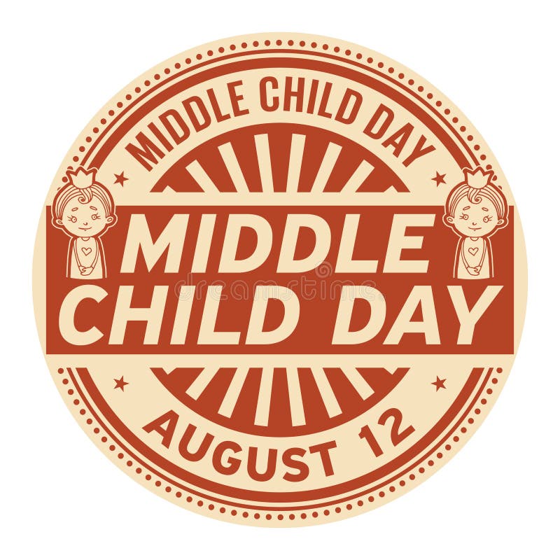 Middle Child Day, August 12 Stock Vector - Illustration of label, icon ...