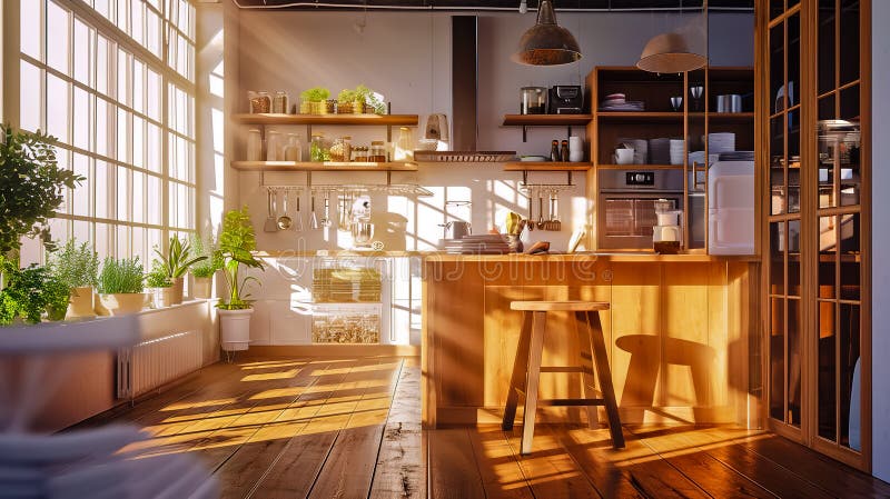 Middle Class Modern Kitchen Design in the Germany Stock Illustration ...