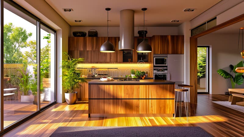 Middle Class Modern Kitchen Design in the Germany Stock Illustration ...