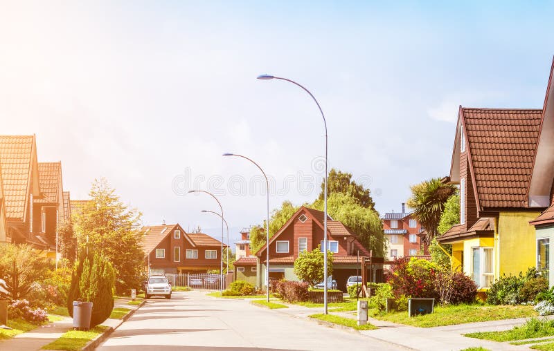 Middle class neighborhood stock image. Image of neat - 182756641