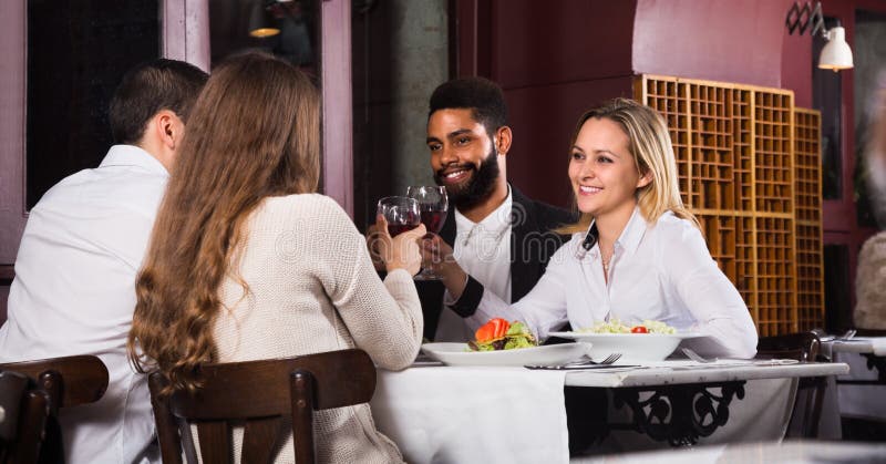 Middle Class People Enjoying Food Stock Image - Image of male ...