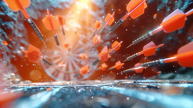 From the Middle of the Dart Swarm, Darts Fly Toward a Target. AI ...