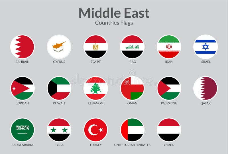 Middle East Countries Flag Icons Collection Stock Vector - Illustration ...