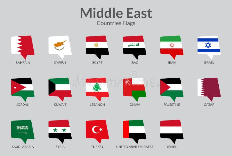 Middle East Countries Flag Icons Collection Stock Vector - Illustration ...