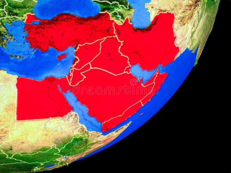 Middle East on Earth from Space Stock Illustration - Illustration of ...