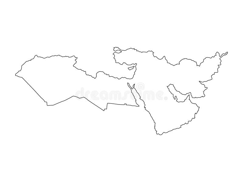 Middle East Line Map Vector. Middle East Silhouette Illustration Stock ...