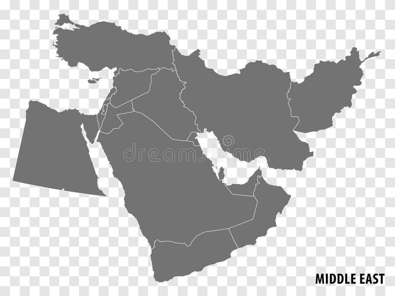 Middle East Map Vector. Gray Similar Map of Middle East Blank Vector on ...