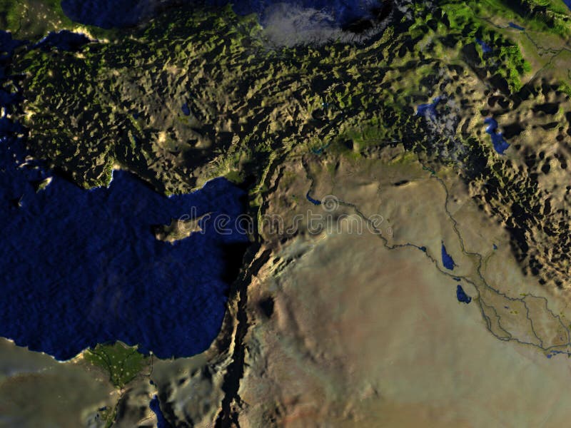 Middle East on Realistic Model of Earth Stock Illustration ...