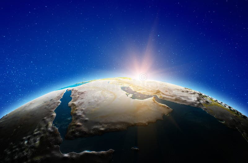 Saudi Arabia On Planet Earth From Space At Night Stock Image - Image of ...