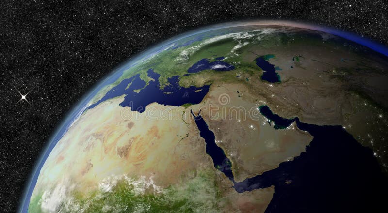 Middle East from space stock illustration. Illustration of orbit - 37246697