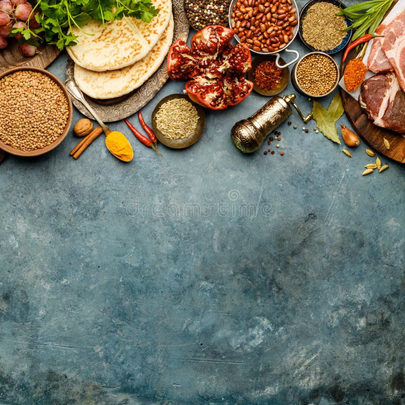 Middle Eastern or Arabic Tradition Ingredients Stock Photo - Image of ...