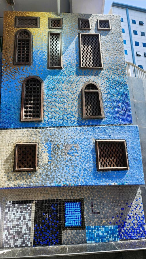 Exterior Middle Eastern Building Lots Windows Colorful Bright Walls ...