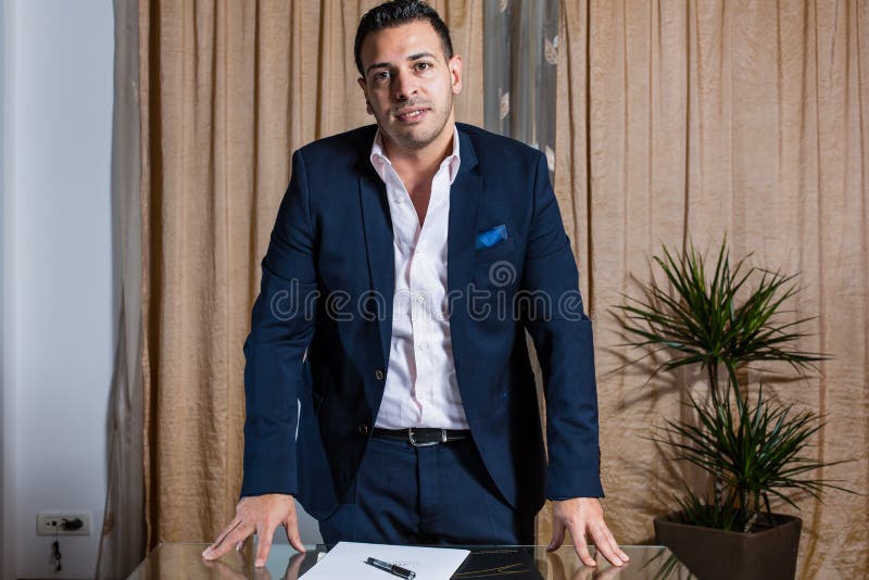 Middle Eastern Businessman in the Office Stock Photo - Image of head ...