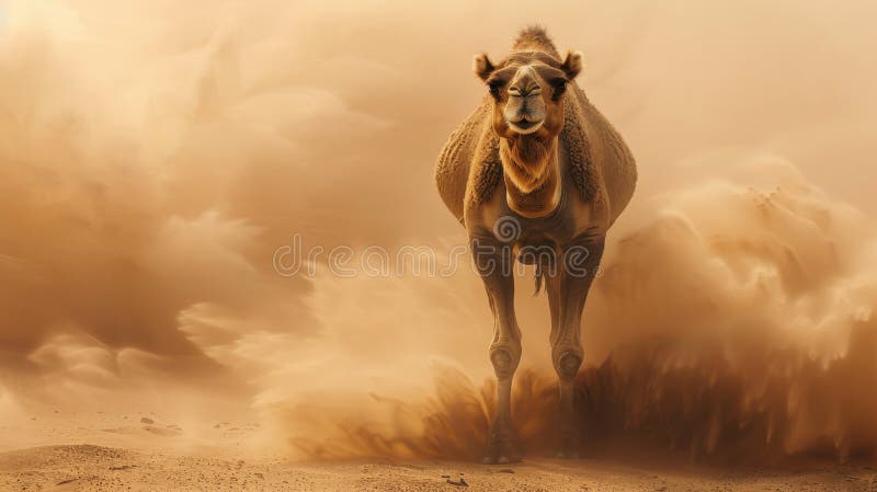 Middle Eastern Camel in a Desert Stock Photo - Image of dromedary ...