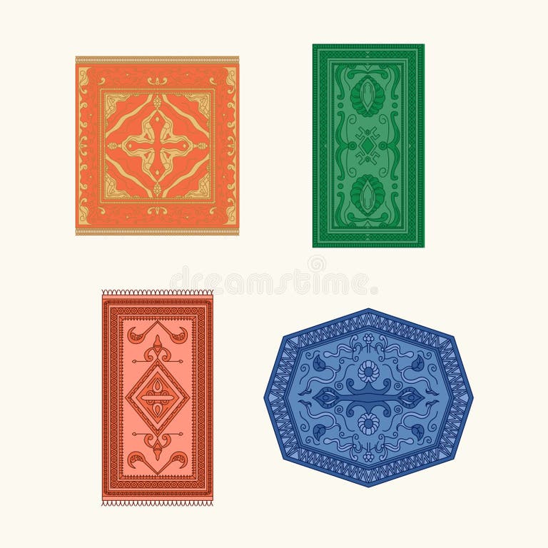 Middle Eastern Carpet Patterns Icons Stock Illustration - Illustration ...