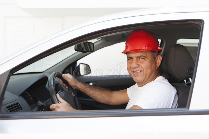 Middle Eastern Driver stock photo. Image of hardhat, adult - 77392756