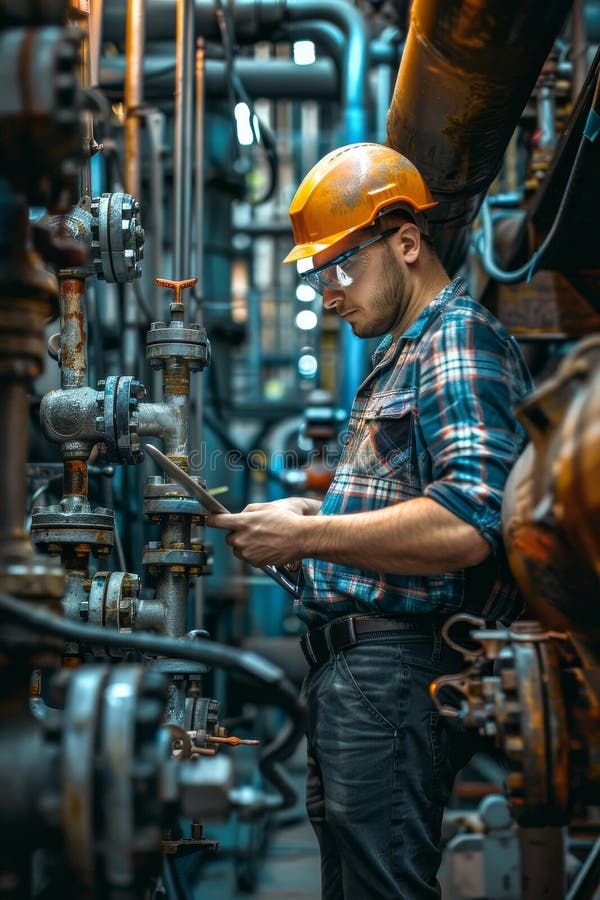 Middle Eastern Engineer at Oil Refinery with Storage Tanks and Piping ...