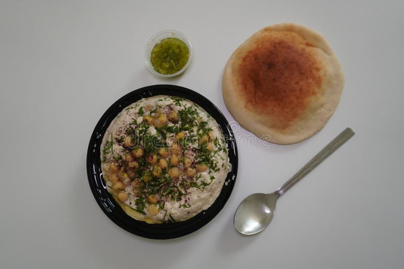 Middle Eastern Fatteh or Fattah Hummus on a Plate with Bread Stock ...
