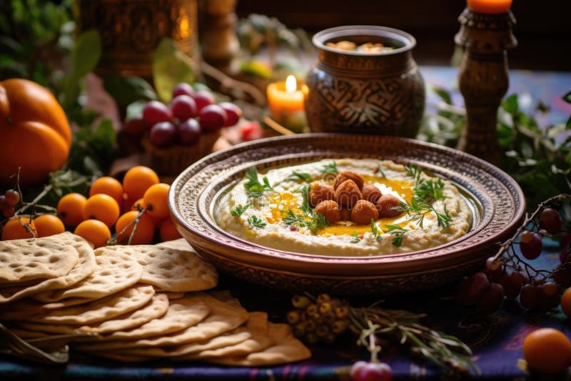 Middle Eastern Hummus Served at Thanksgiving Stock Image - Image of ...