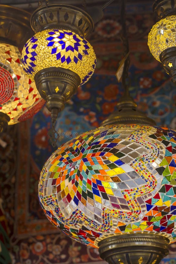 Middle Eastern Lambas of Different Colors and Sizes are Hanging in the ...