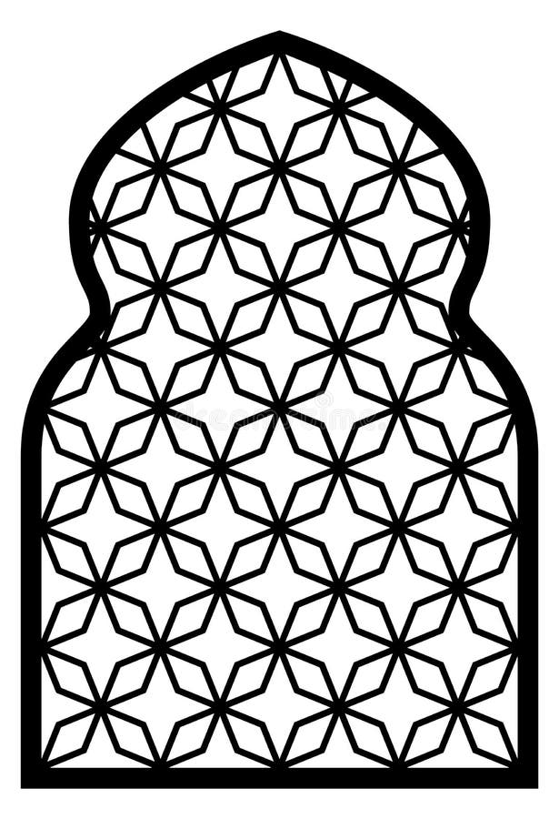 Middle Eastern Line Pattern in Arabic Window Shape Stock Illustration ...
