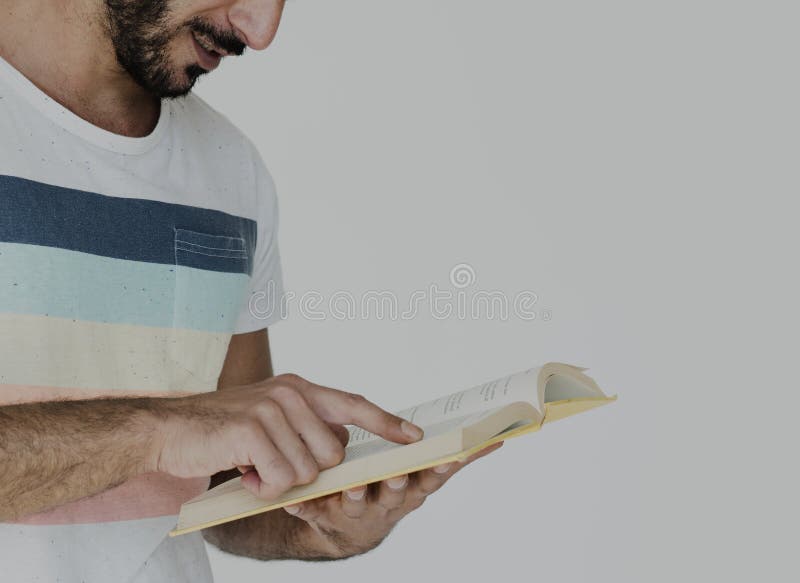Middle Eastern Man Reading Book Education Knowledge Concept Stock Photo ...