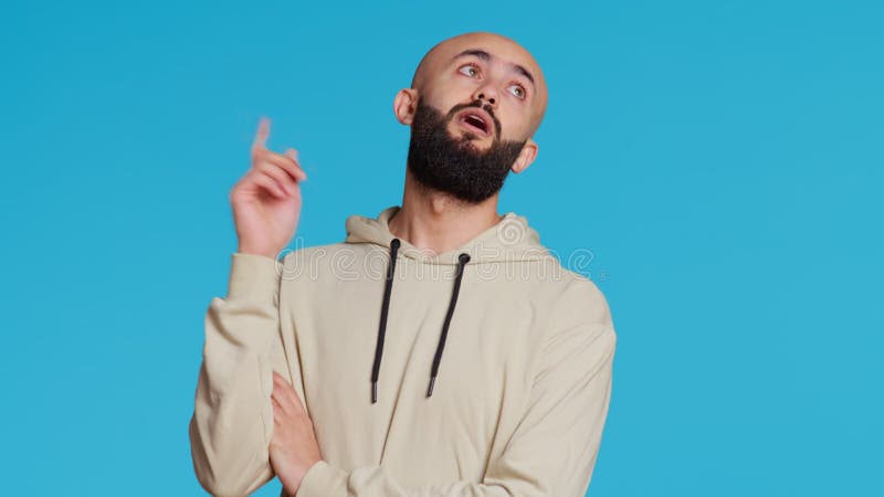 Middle Eastern Person Thinking about a Thing on Camera Stock Video ...