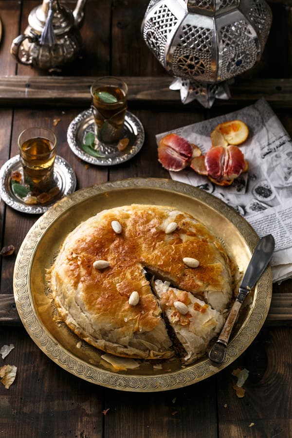 Middle Eastern Pie with Tea, Traditional Style Stock Photo - Image of ...