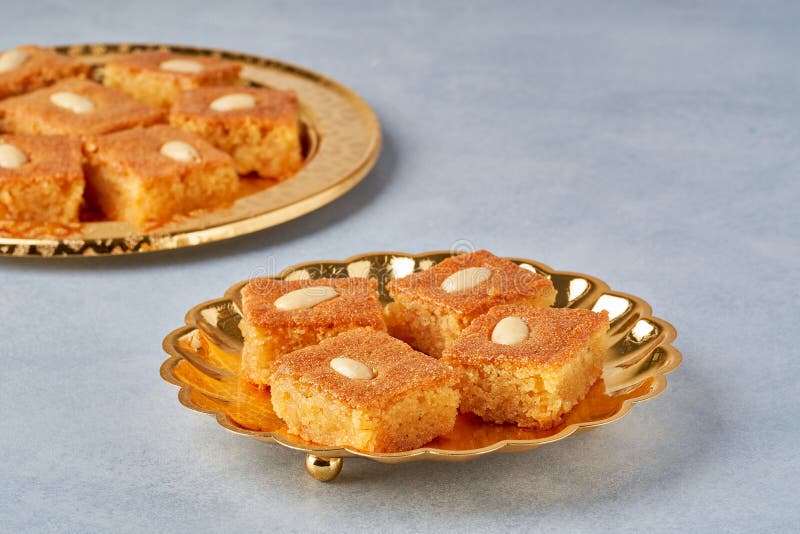 Basbousa Or Namoora Traditional Arabic Semolina Cake With Cashew Nuts ...