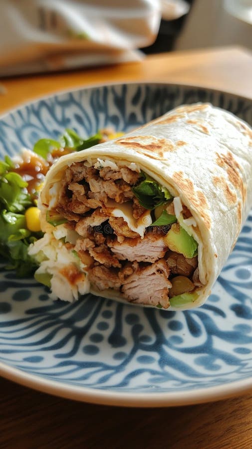 A Middle Eastern Shawarma Wrap with Japanese Teriyaki Sauce. Stock ...
