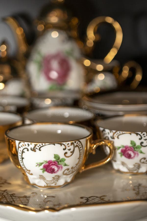 Middle Eastern Style Authentic Porcelain Tea Set. Stock Image - Image ...