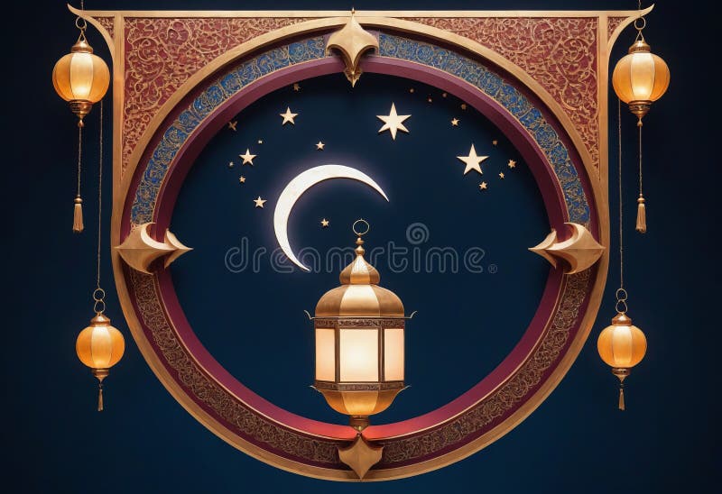 A Middle-eastern Style Ornate Frame with a Crescent Moon Shape Stock ...