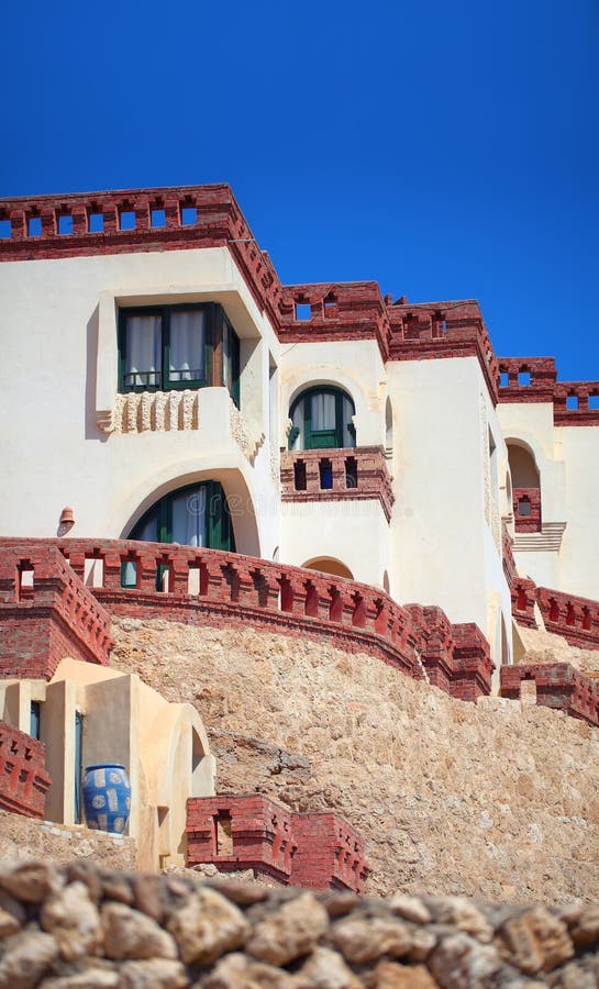 Middle Eastern Style Residential Building on a Cliff Stock Photo ...