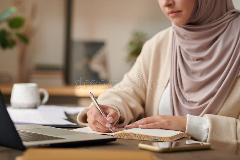 Middle Eastern Woman Making Notes Stock Image - Image of student ...