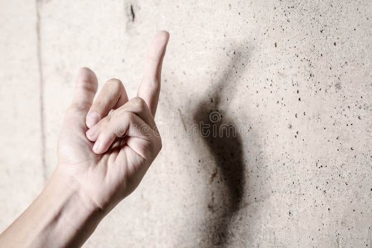 Middle Finger Concrete Wall Stock Image - Image of hole, gesture: 75157919
