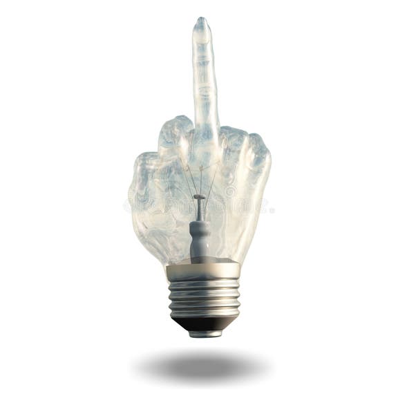 Middle finger light bulb stock illustration. Illustration of emotion ...