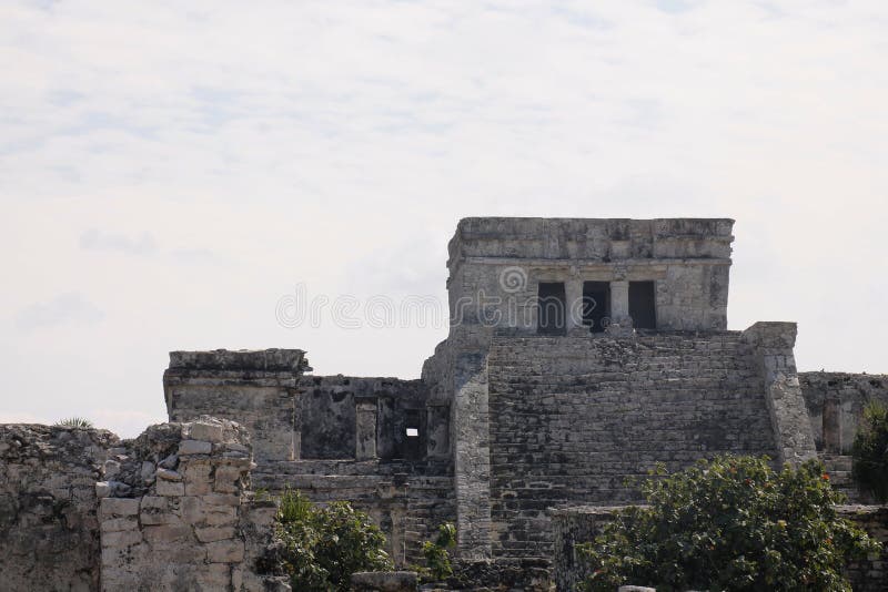 Middle Front View of Castle of Tulum, Mexico Stock Image - Image of ...