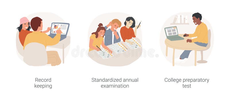 Middle and High School Student Testing Isolated Cartoon Vector ...