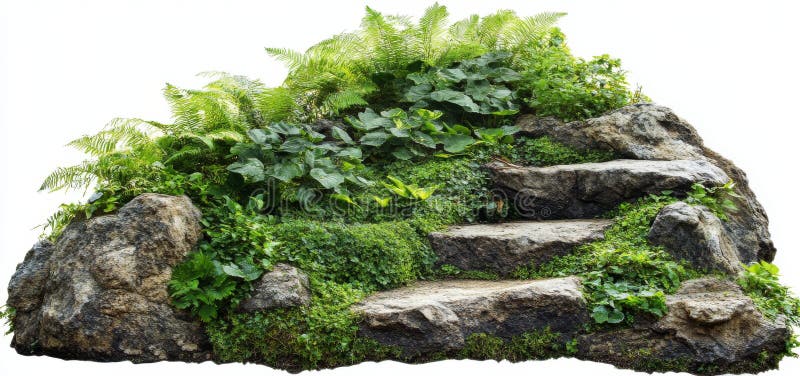 In the Middle of Lush Tropical Greenery, Stone Steps are Cut Out Stock ...