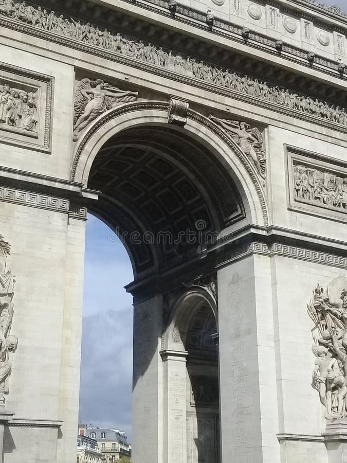 The Middle Part of the Monument, the Arc De Triomphe, is Gray in Color ...