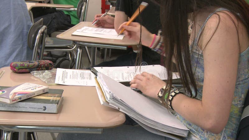 Middle School Student Doing Work in Classroom (2 of 3) Stock Footage ...