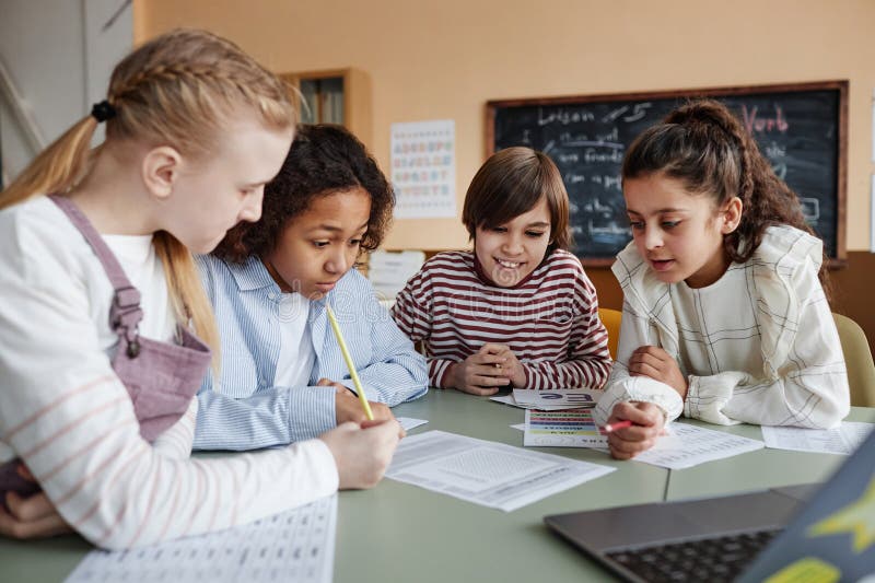 Middle School Students Doing Task in Class Stock Photo - Image of ...
