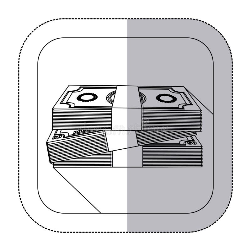 Middle Shadow Monochrome Sticker with Stacked Banknote in Frame Stock ...