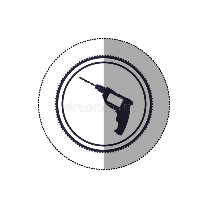 Middle Shadow Sticker with Circular Frame with Drill Tool Stock Vector ...
