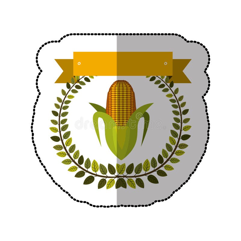 Middle Shadow Sticker Colorful with Olive Crown with Corn Stock Vector ...